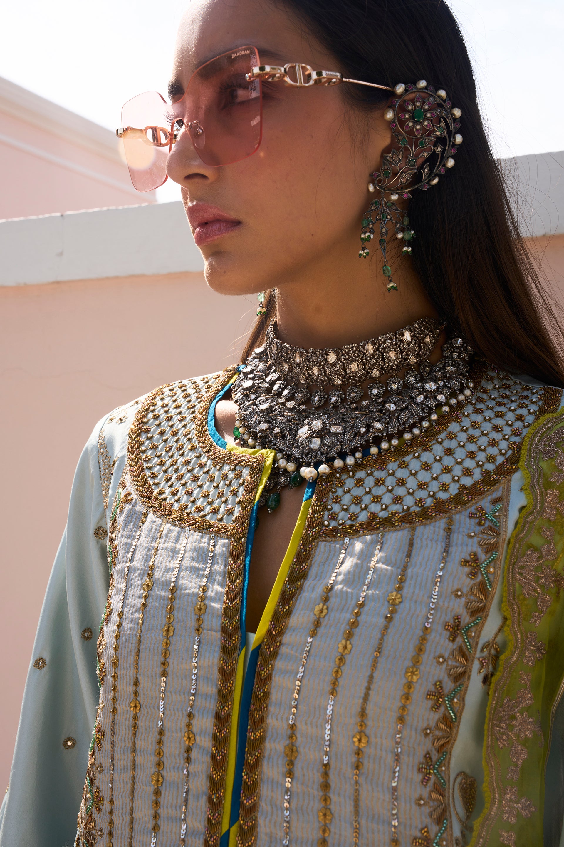 Retro Raani Sky Blue Sharara Set for Summer Weddings – Raji Ramniq